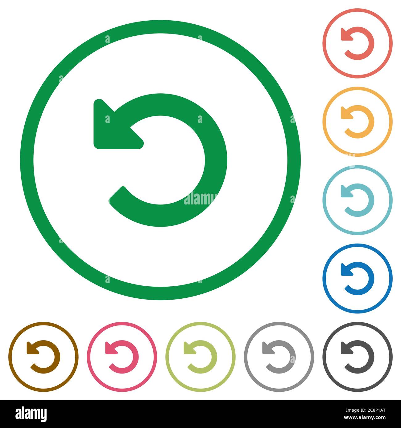 Set of Undo changes color round outlined flat icons on white background Stock Vector Image & Art ...