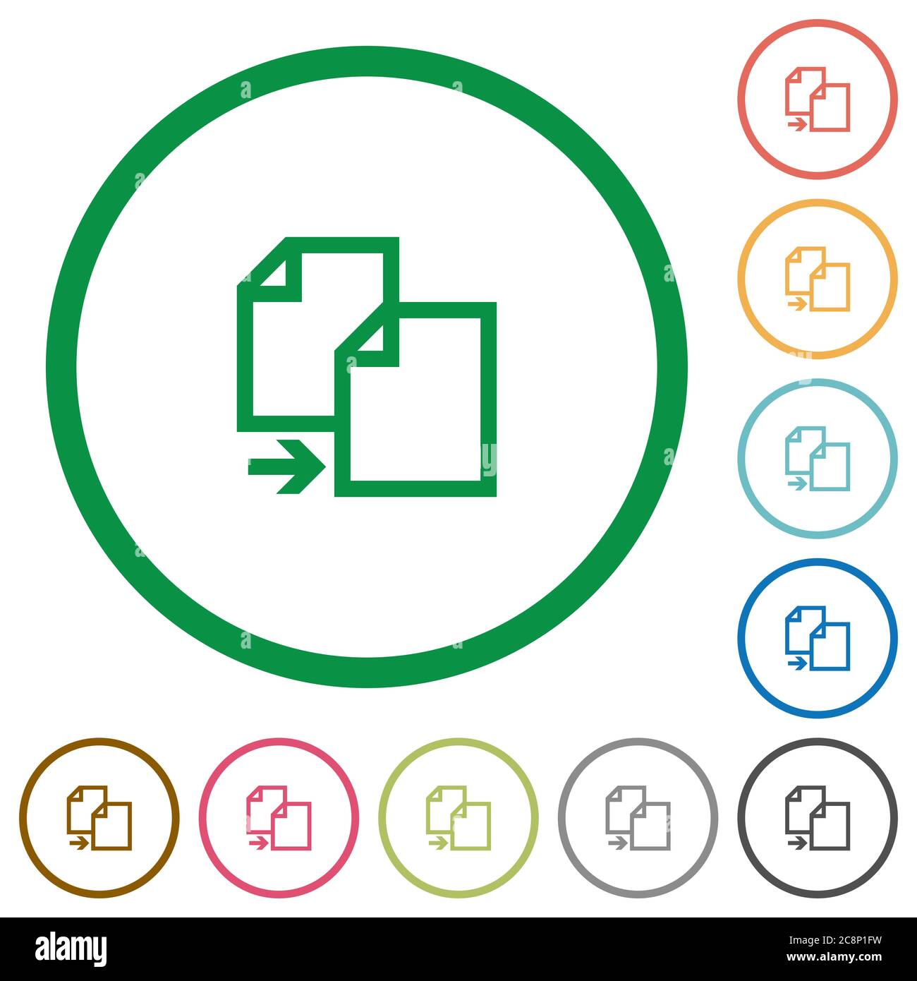 Set of copy color round outlined flat icons on white background Stock Vector Image & Art - Alamy