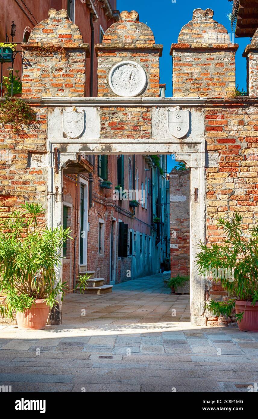 Old street view Venice Italy Stock Photo - Alamy