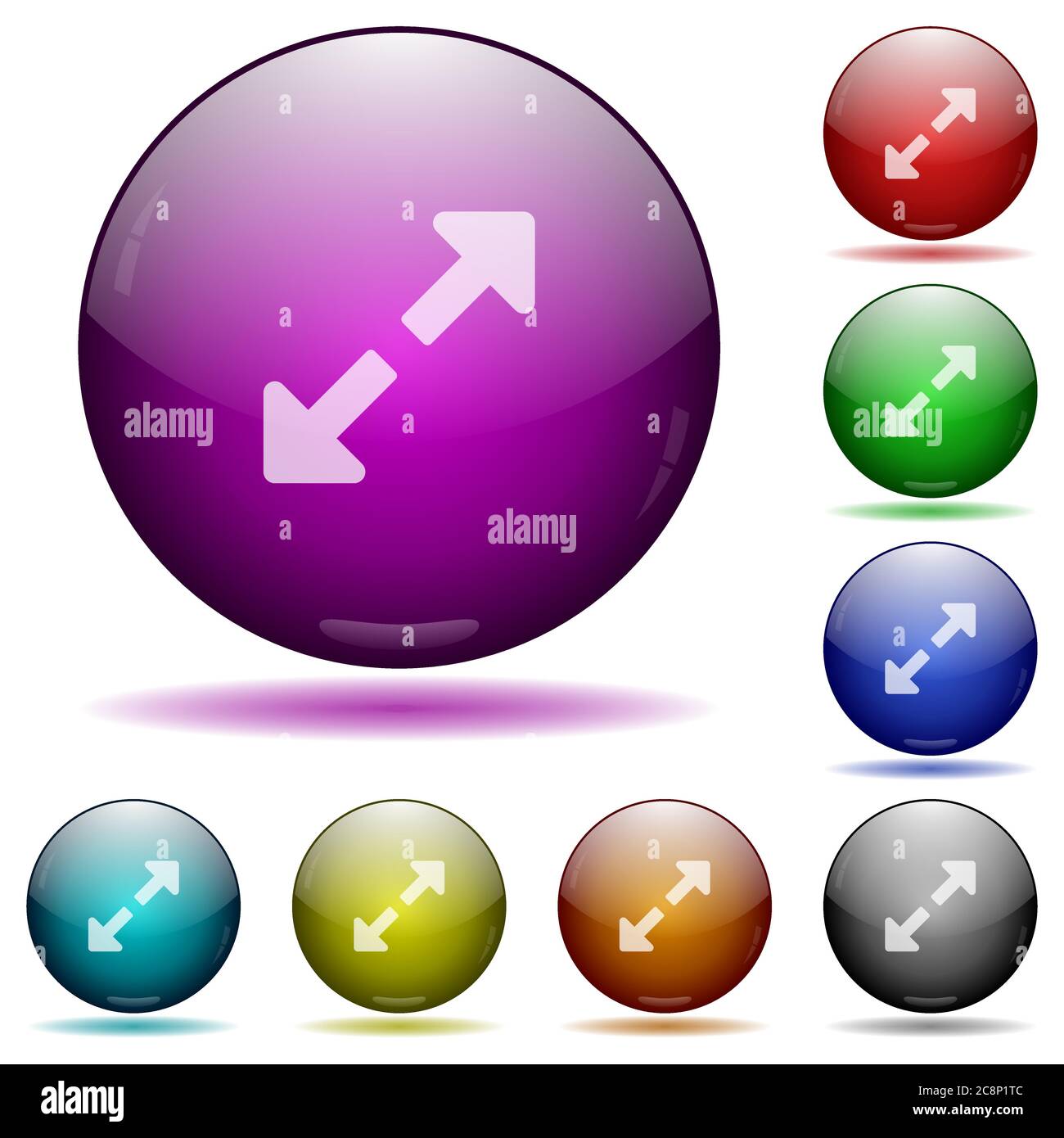 Set of color Resize full glass sphere buttons with shadows Stock Vector ...