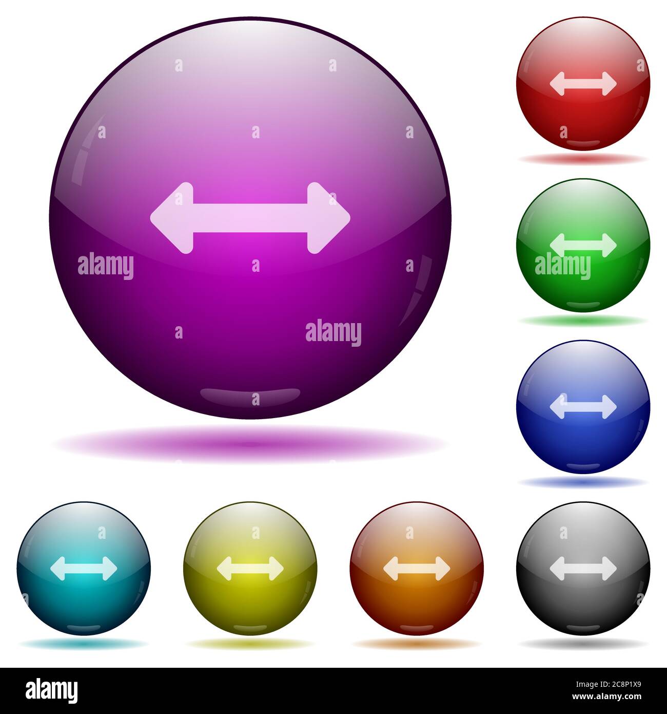 Set of color Resize horizontal glass sphere buttons with shadows Stock ...