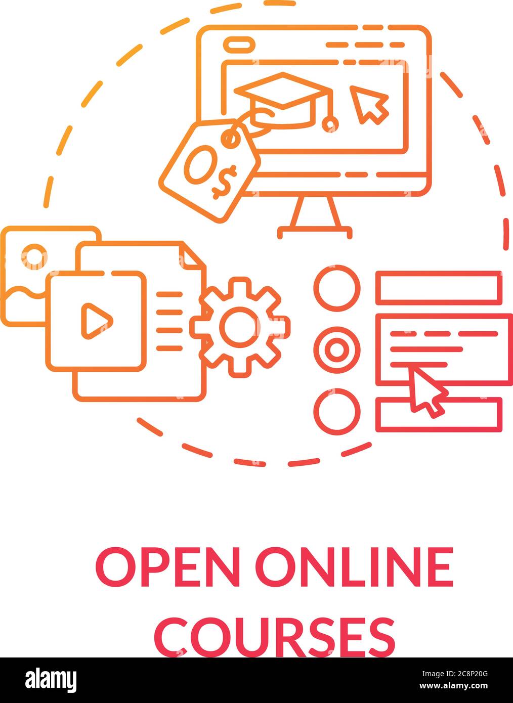 Open online courses concept icon. Distance education. Internet ...