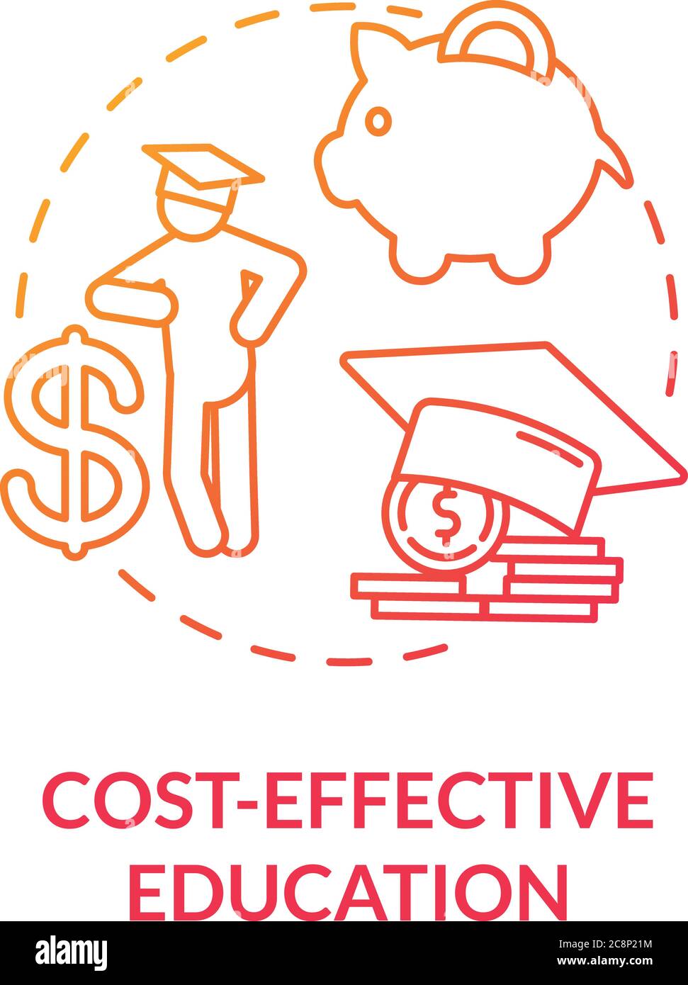 Cost effective education concept icon. Remote education. Academic ...