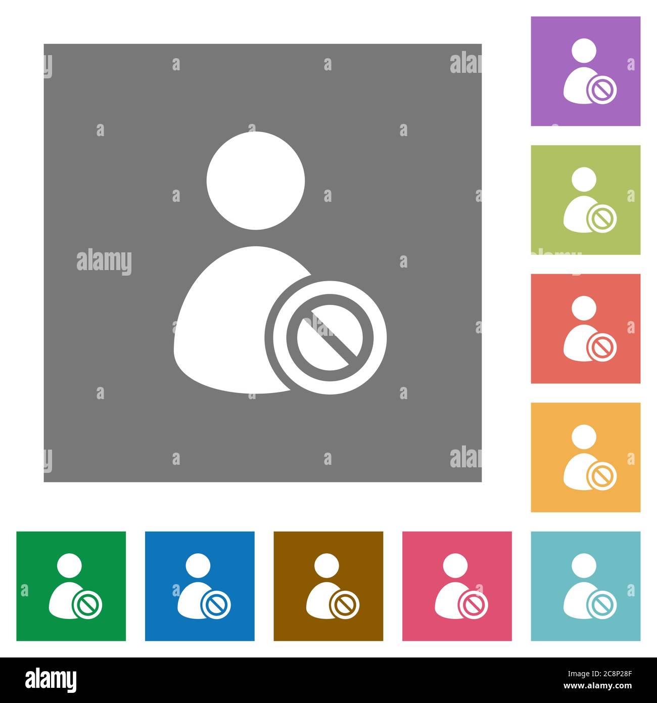 Ban user flat icon set on color square background Stock Vector Image ...