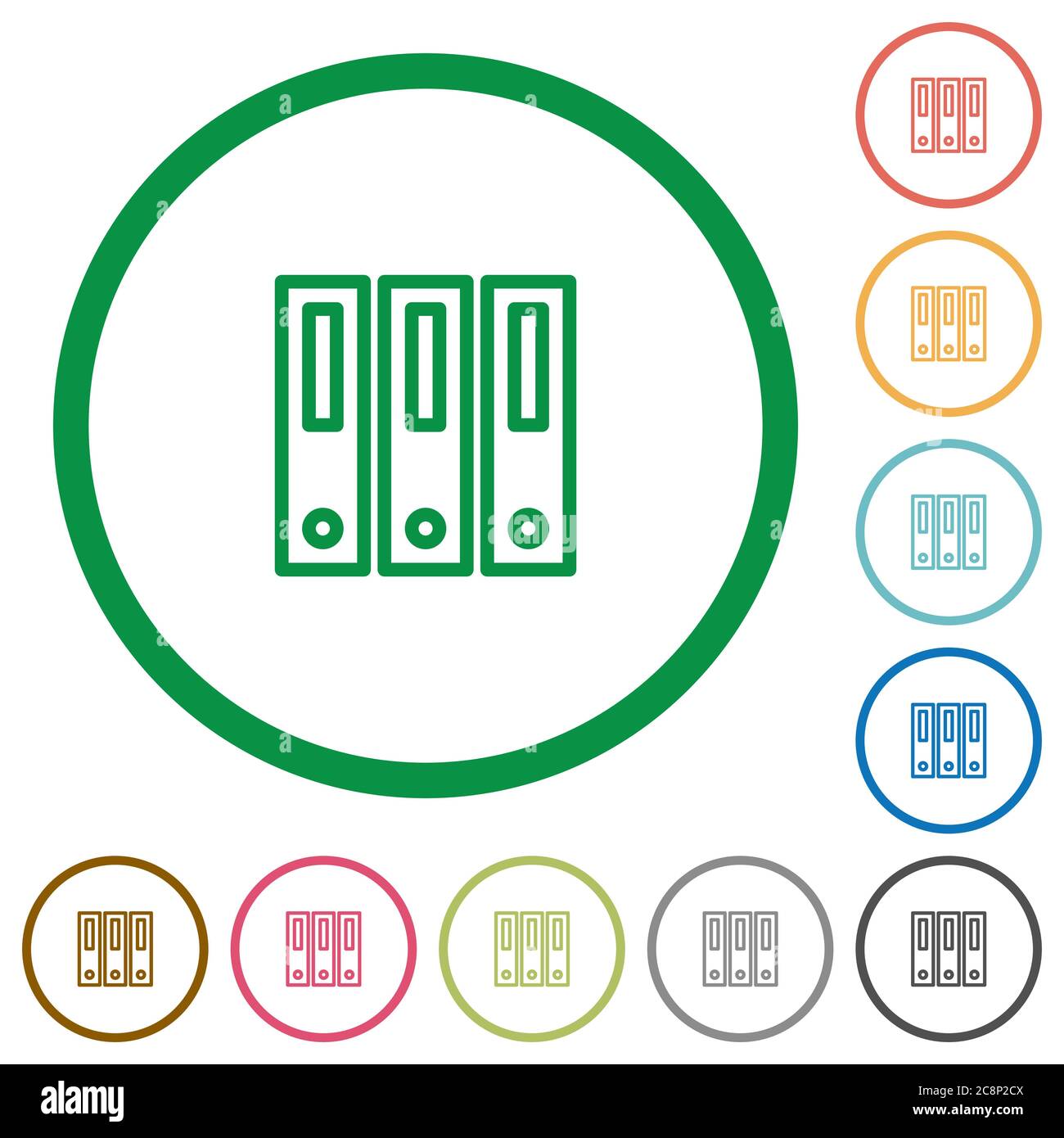 Set of binders color round outlined flat icons on white background Stock Vector Image & Art - Alamy