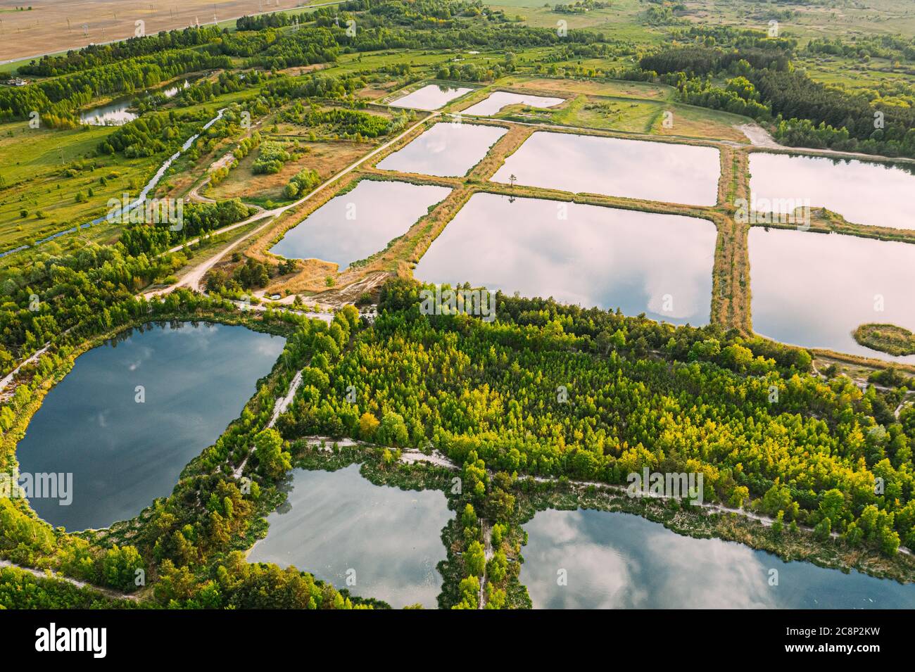 Aerial View Retention Basins, Wet Pond, Wet Detention Basin Or ...