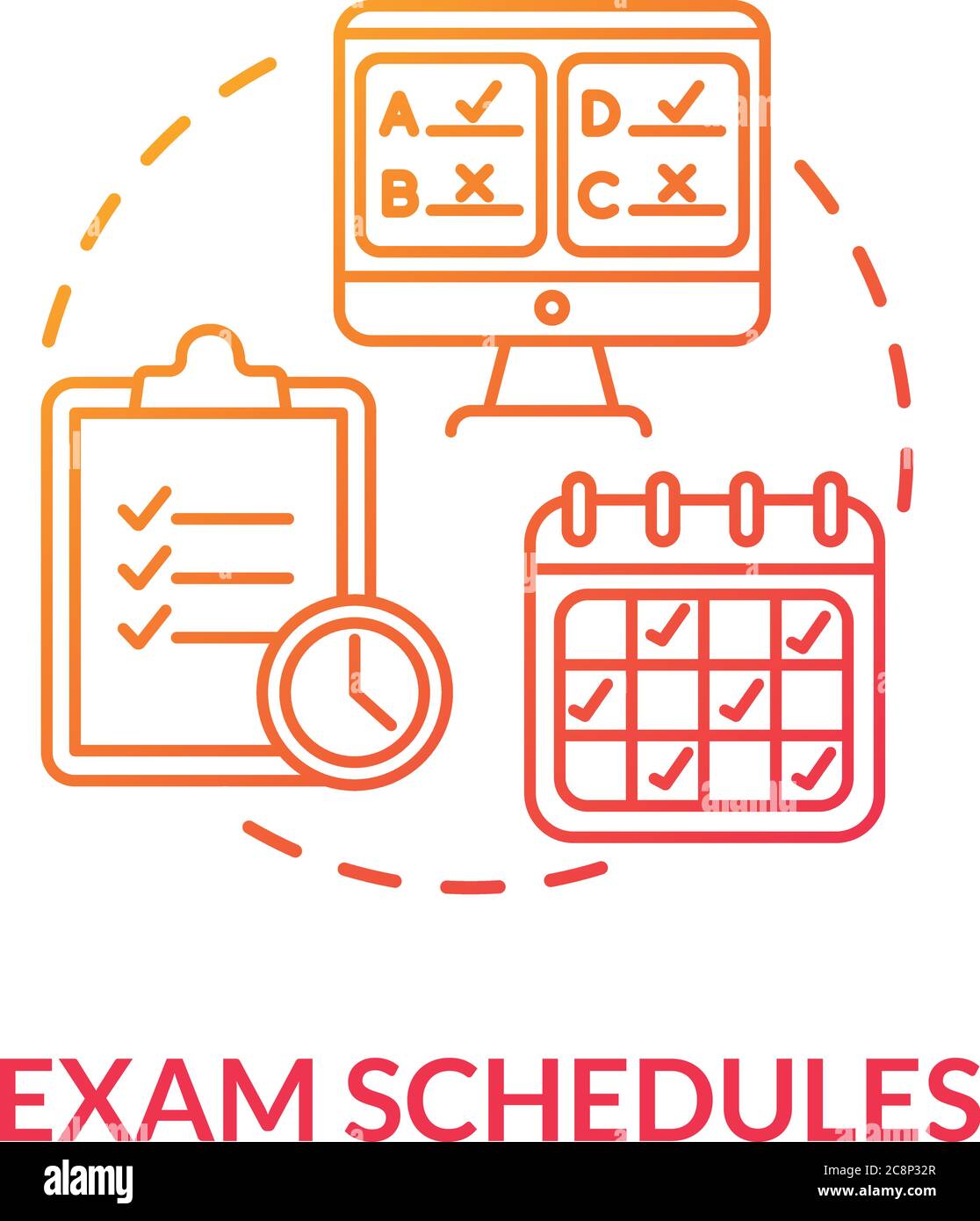 Exam schedules concept icon. Studying calendar. Students assignments ...