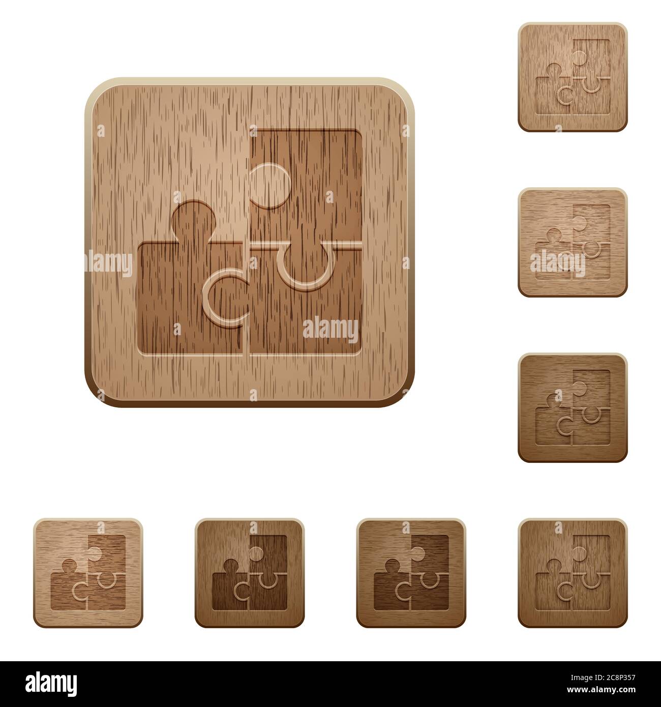Set of carved wooden puzzle buttons in 8 variations Stock Vector Image ...