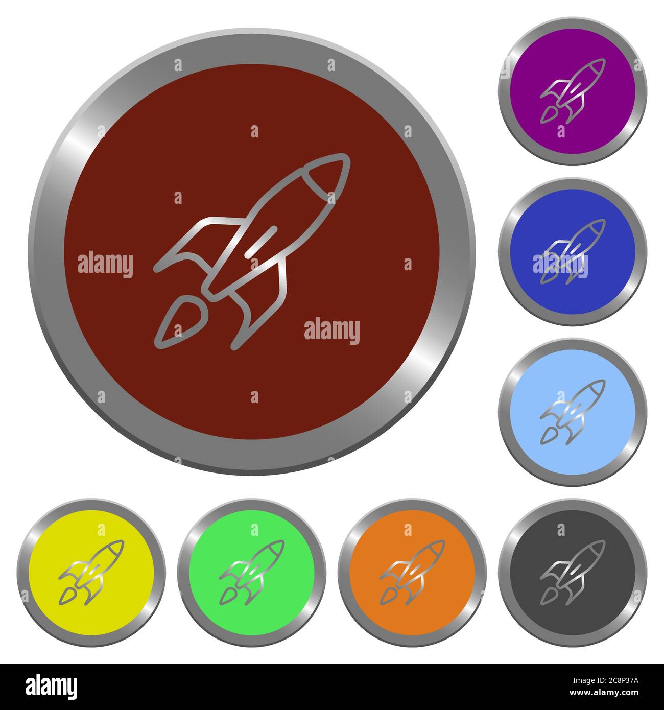 Set of color glossy coin-like rocket buttons Stock Vector Image & Art ...