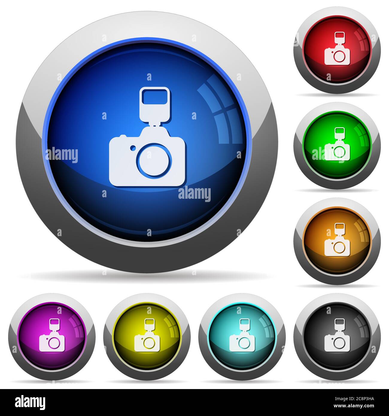 Set of round glossy camera buttons. Arranged layer structure Stock ...