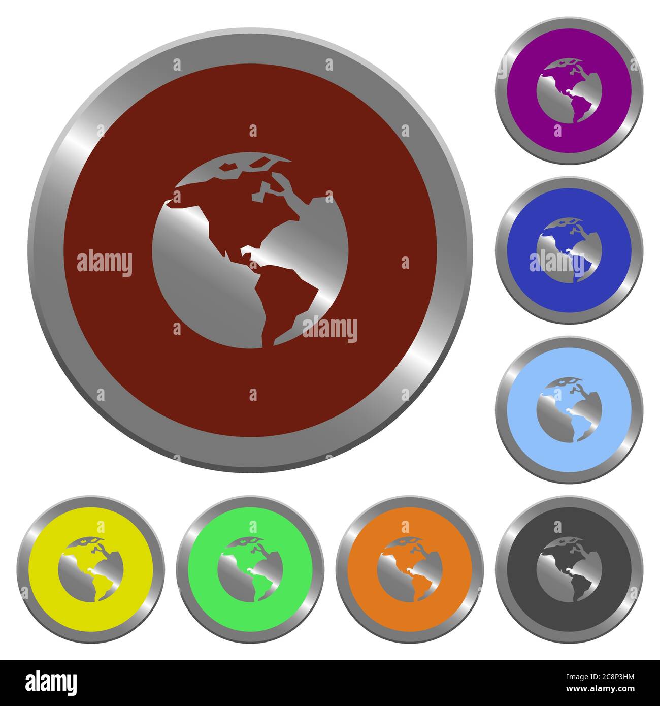 Set of color glossy coin-like Earth buttons Stock Vector Image & Art ...