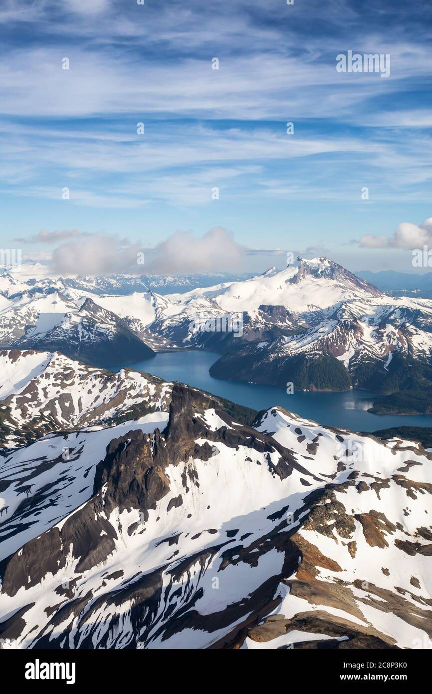 Aerial View of Garibaldi surrounded by Beautiful Canadian Mountain ...
