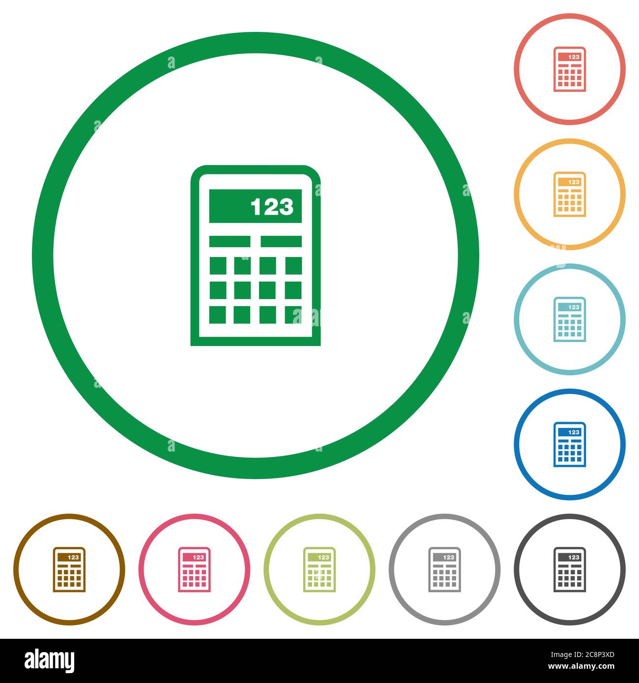 Set of calculator color round outlined flat icons on white background Stock Vector Image & Art ...