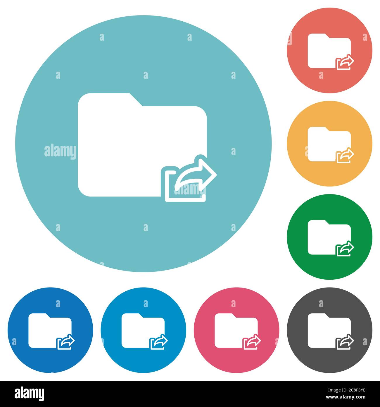 Flat export folder icon set on round color background Stock Vector ...