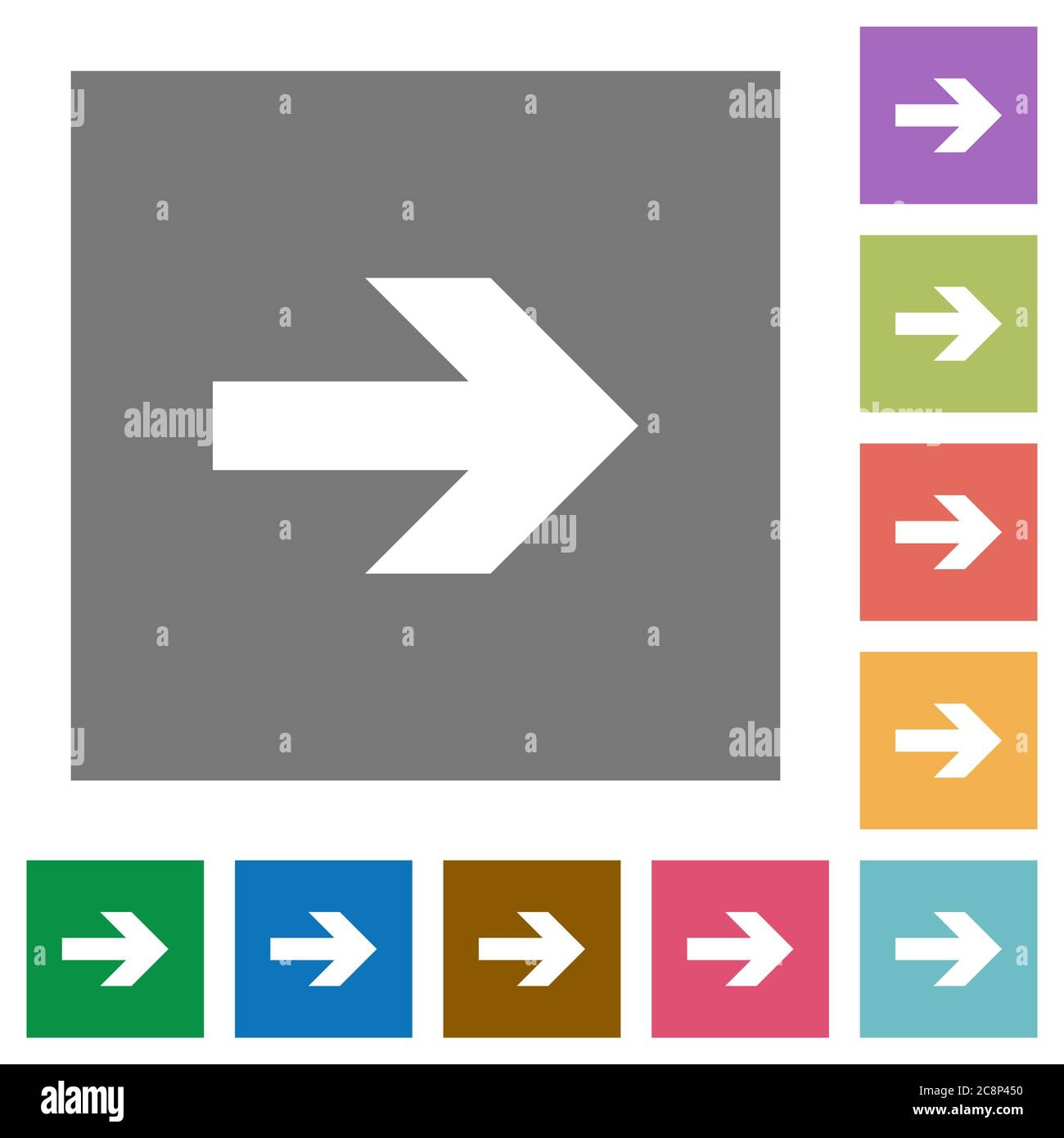 Right arrow flat icon set on color square background Stock Vector Image ...