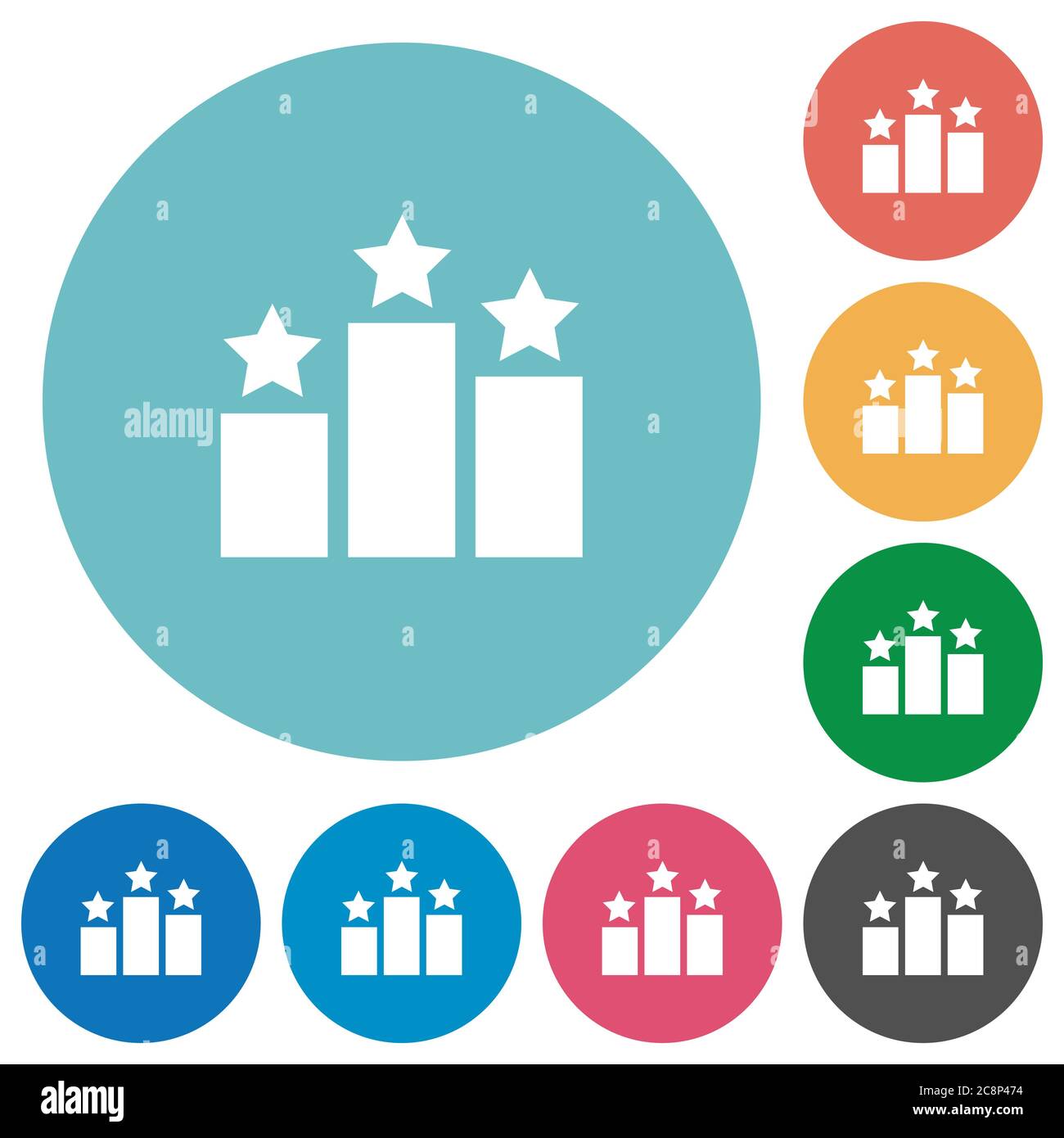 Flat ranking icon set on round color background Stock Vector Image ...