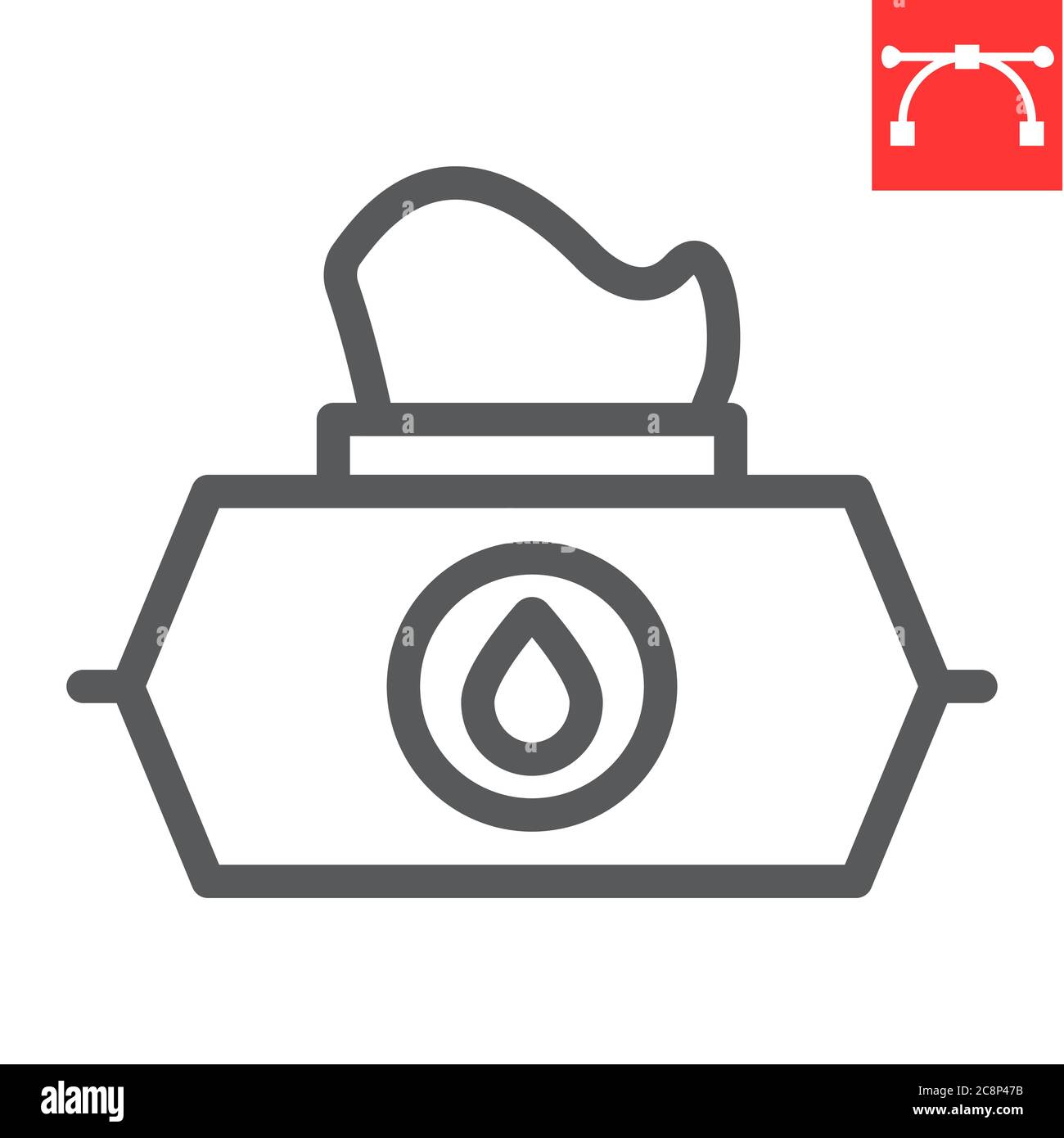 Wet wipes line icon, hygiene and disinfection, wet tissue pack sign ...