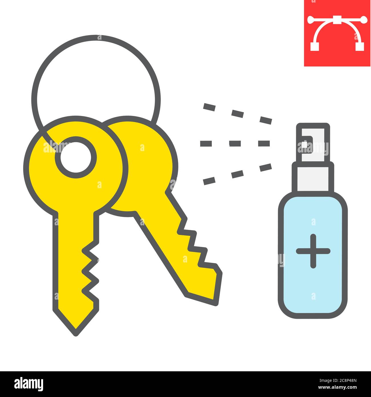 Disinfection keys color line icon, hygiene and disinfection, cleaning ...