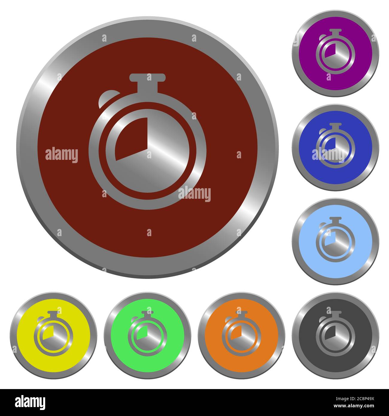 Set of color glossy coin-like timer buttons Stock Vector Image & Art ...