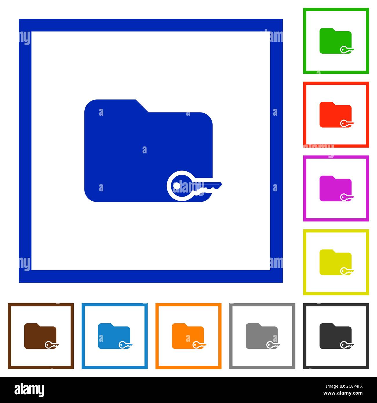 Set of color square framed Secure folder flat icons on white background Stock Vector Image & Art ...