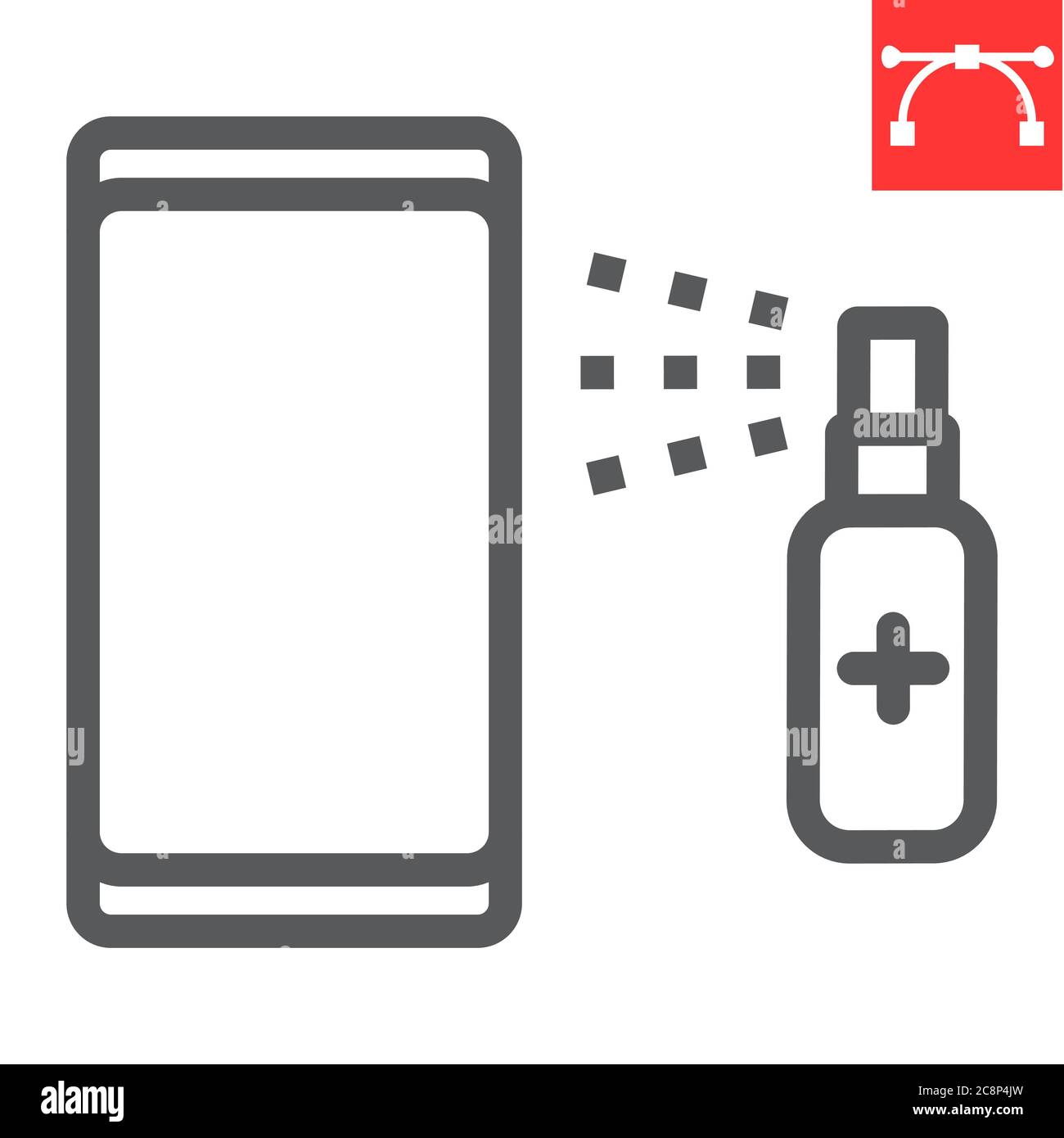Disinfection smartphone line icon, hygiene and disinfection, cleaning ...