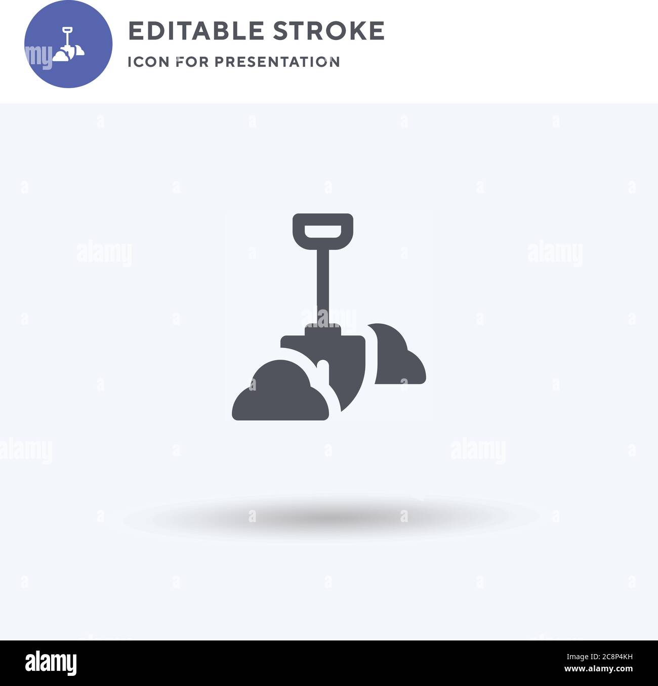 Shovel icon vector, filled flat sign, solid pictogram isolated on white ...