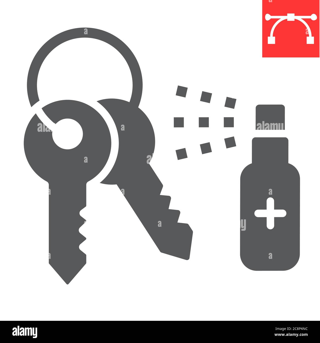 Disinfection keys glyph icon, hygiene and disinfection, cleaning keys ...