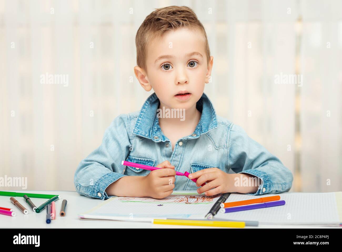 Kid self isolation, Home schooling, Social Distance Stock Photo - Alamy