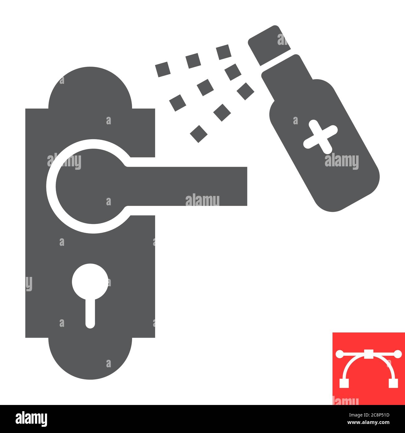 Disinfection door handle glyph icon, hygiene and disinfection, cleaning ...