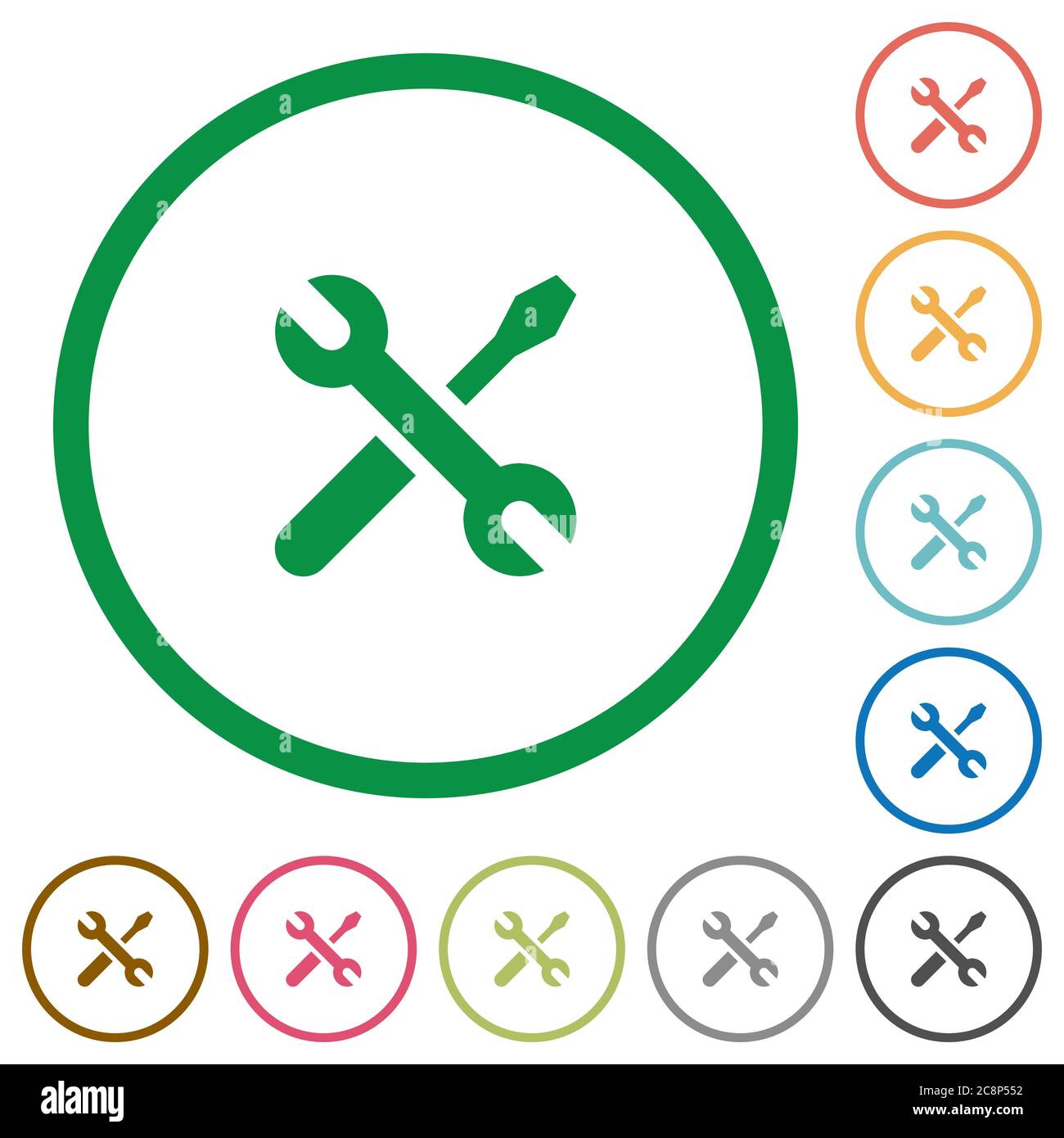 Set of tools color round outlined flat icons on white background Stock Vector Image & Art - Alamy