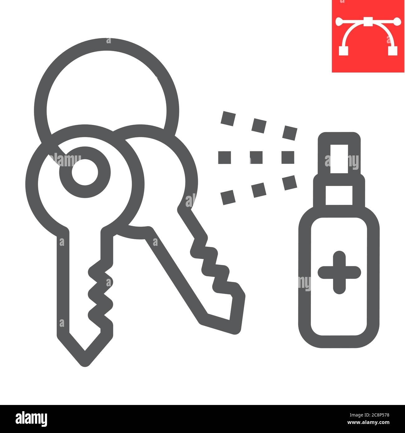 Disinfection keys line icon, hygiene and disinfection, cleaning keys ...