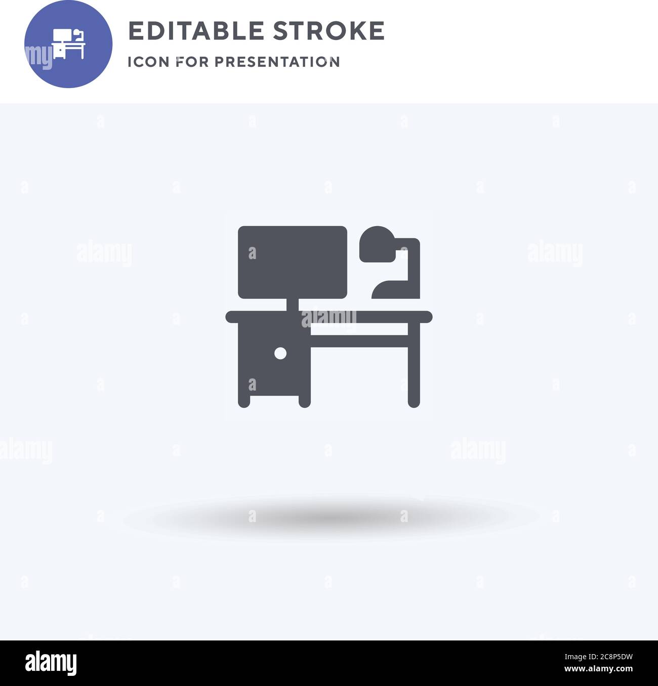 Office Desk icon vector, filled flat sign, solid pictogram isolated on ...