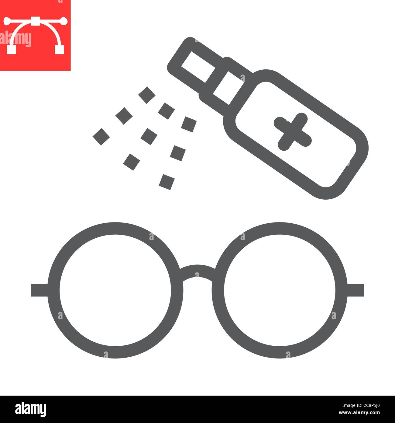 Disinfection eyeglasses line icon, hygiene and disinfection, cleaning ...