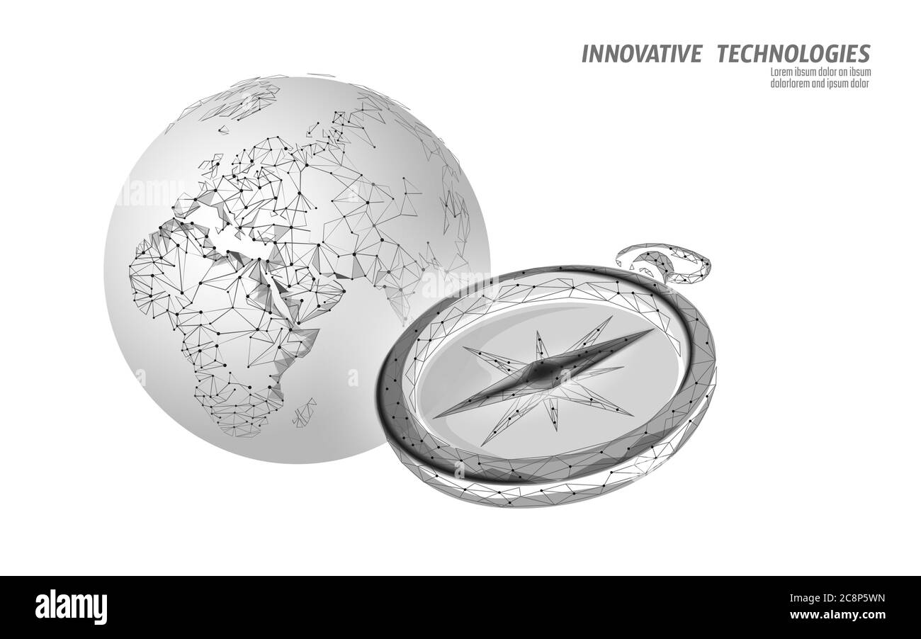 3D low poly compass. Business global international strategy concept ...