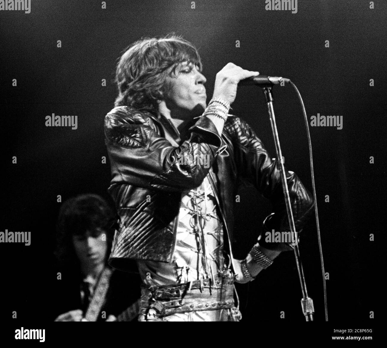 Mick Jagger opening the Rolling Stones Concert in Wembley Arena, London ...