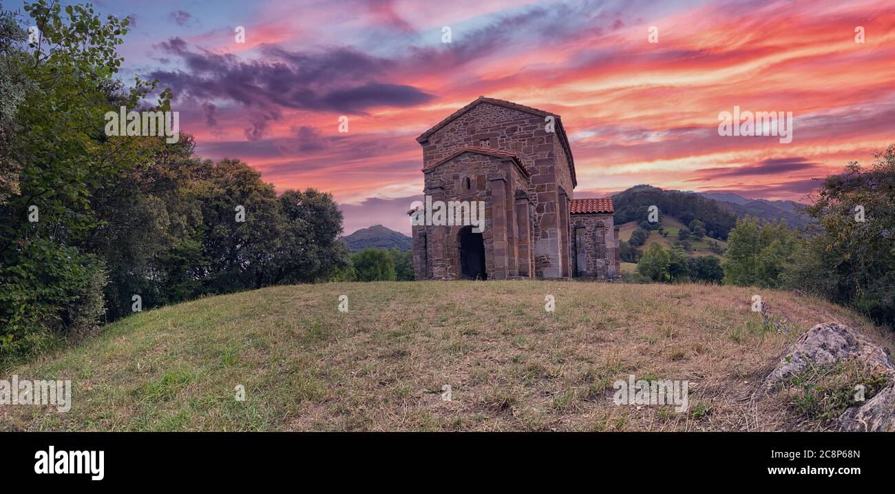 Exterior view of St Christine of Lena church at spring. Santa Cristina ...