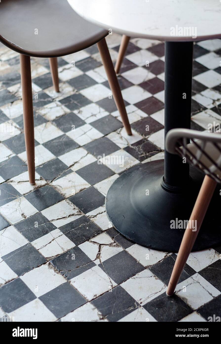traditional design old rustic floor tiles detail in trendy Ibiza cafe ...
