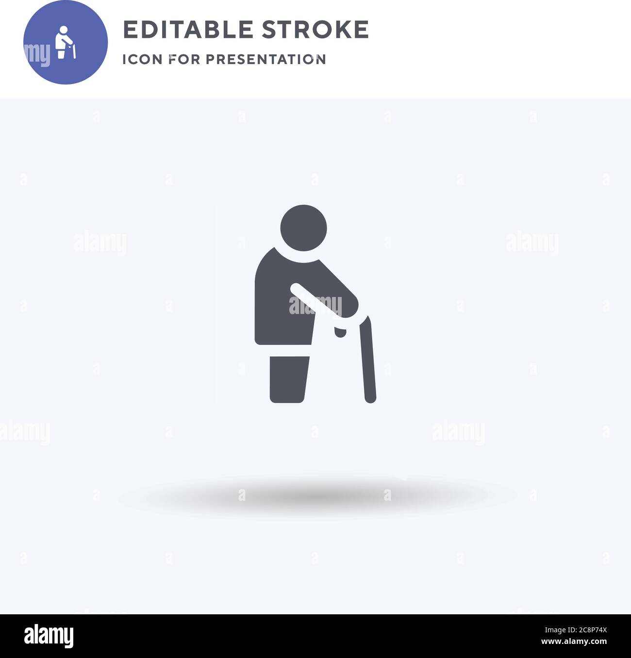 Old Man icon vector, filled flat sign, solid pictogram isolated on ...