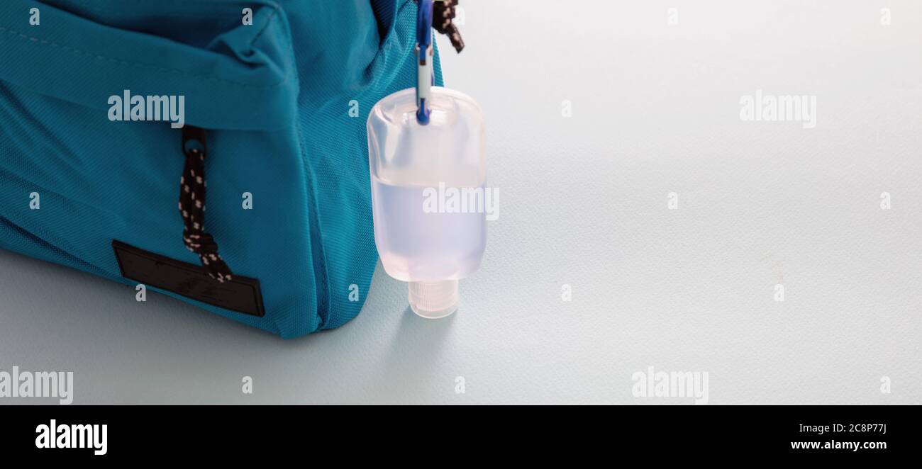 Coronavirus school spread prevention measure. Alcohol sanitizer gel on ...