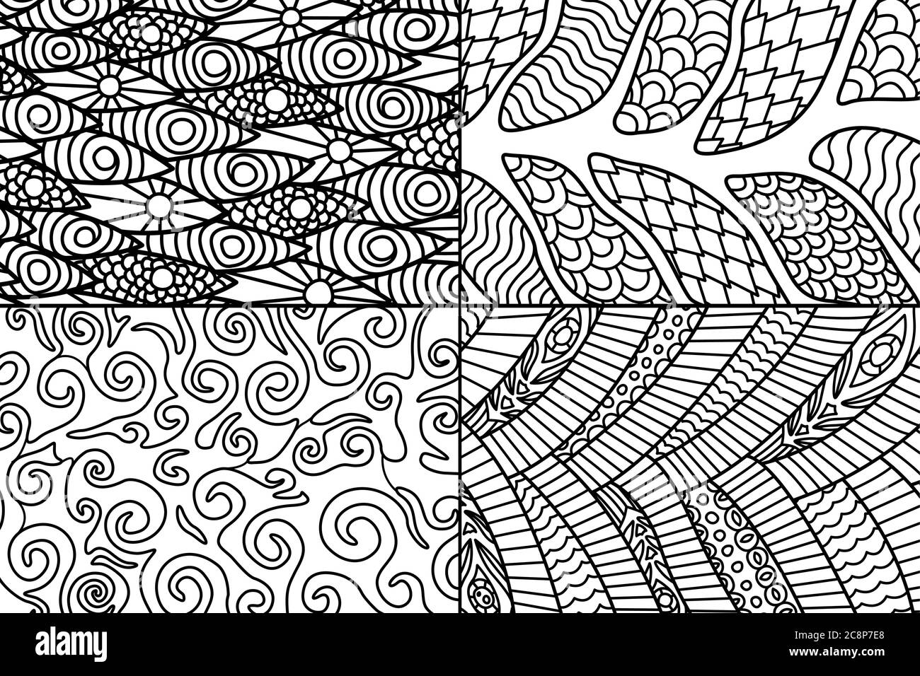 Abstract black and white patterns for coloring book pages Stock Vector ...