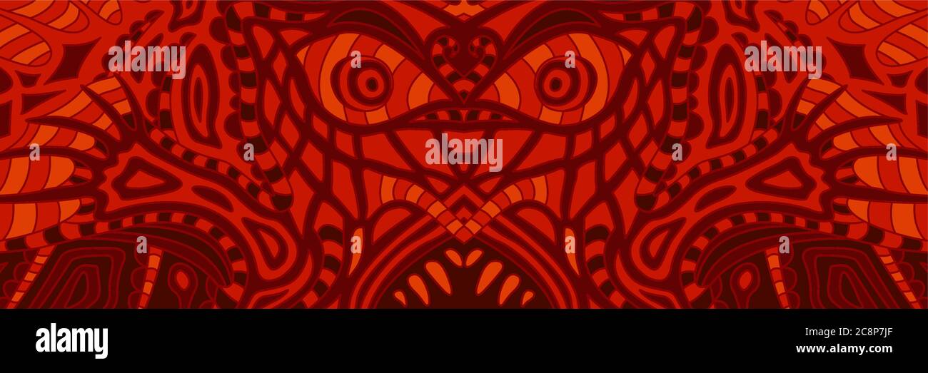 terrible red pattern with ugly evil demons face Stock Vector Image ...