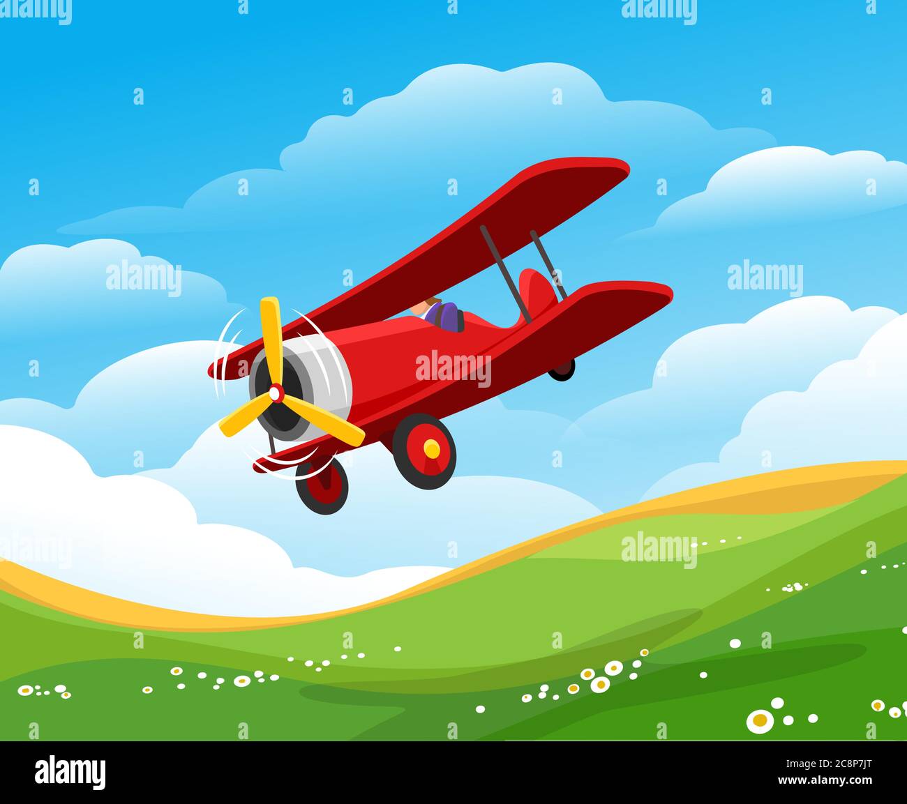 Cartoon airplane flying hi-res stock photography and images - Alamy