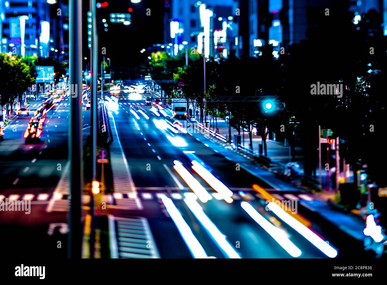 A night miniature urban city street in Aoyama tiltshift Stock Photo - Alamy