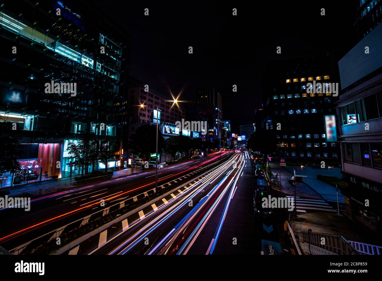 A night urban city street in Aoyama wide shot Stock Photo - Alamy
