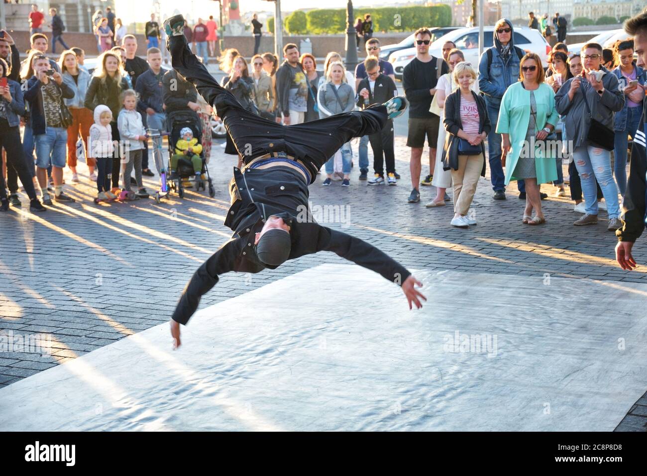 St. Petersburg. Russia. June 20.2020.The guys are dancing break dance ...
