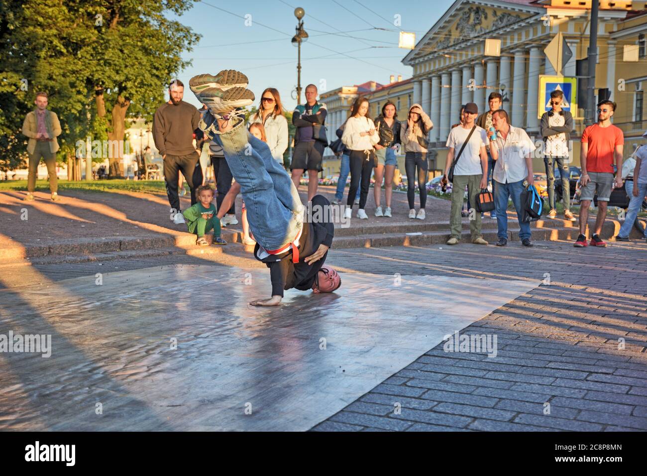 St. Petersburg. Russia. June 20.2020.The guys are dancing break dance ...