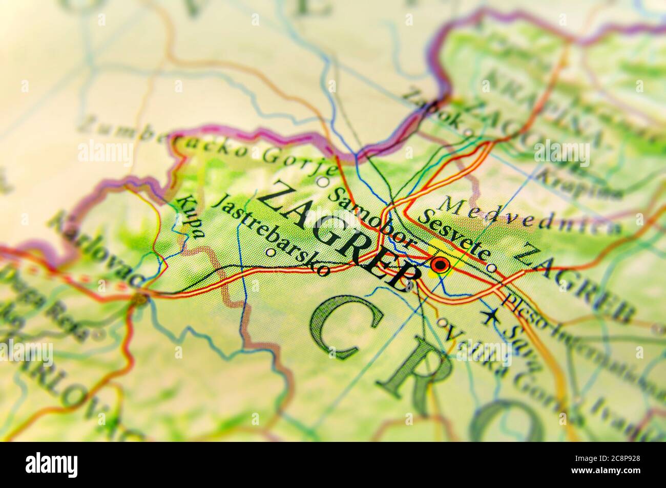 Geographic map of European country Croatia with Zagreb city Stock Photo ...