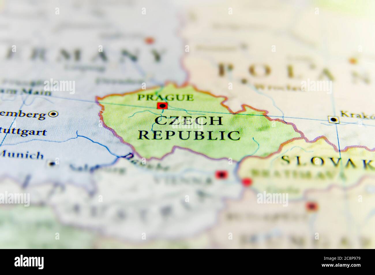 Geographic map of European country Czech Republic with important cities ...