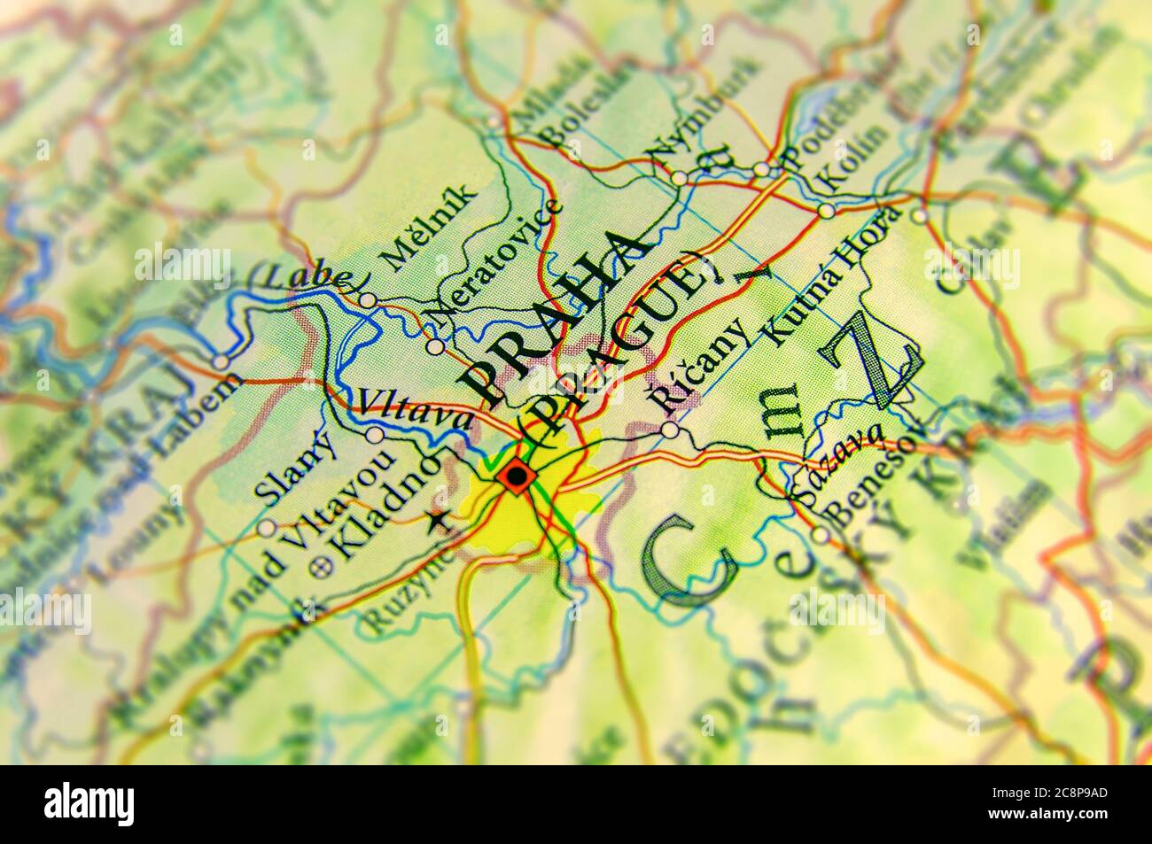 Geographic map of European country Czech Republic with Praha city Stock ...