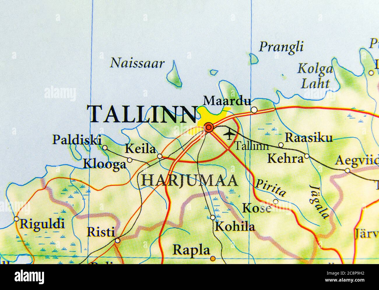 Geographic map of European country Estonia with capital city Tallinn ...